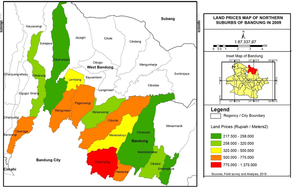 Land Price Mapping in the Northern Suburbs of Bandung City | Somantri ...